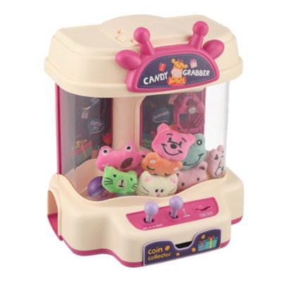 Pink Grabbing Clip Doll Gashapon Claw Machine with 20 game coins