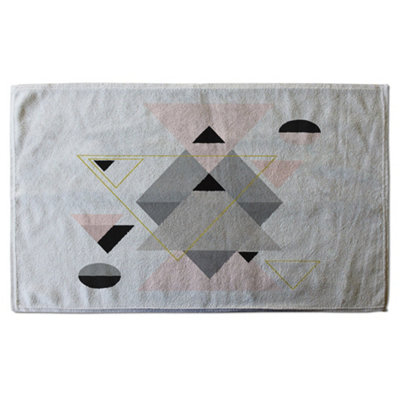 Pink & Grey Geometric Triangles (Bath Towel) / Default Title