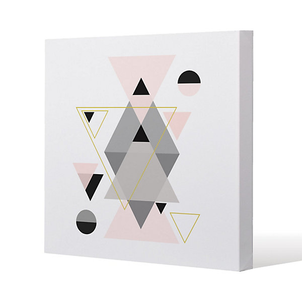 Pink & Grey Geometric Triangles (Canvas Print) / 114 x 114 x 4cm Pink & Grey Geometric Triangles (Canvas Print) / 114 x 114 x 4cm