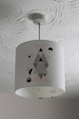 Pink & Grey Geometric Triangles (Ceiling & Lamp Shade) / 25cm x 22cm ...