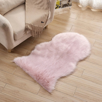 Pink Irregular Shaped Ultra-Soft Plush Shaggy Area Rug 90cm (L) x 60cm ...