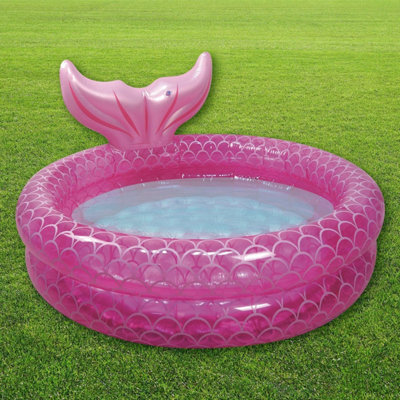 Pink Kids Inflatable Mermaid Paddling Pool for Children Toddlers, 140cm ...
