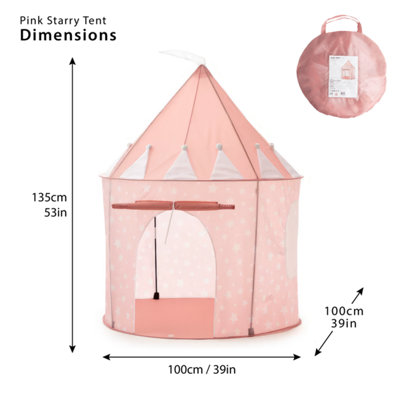 Pink Kids Tent, Starry Pink Princess Pop Up Play Tent For Kids with ...