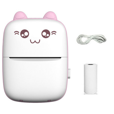 Pink Mini Inkless Portable Thermal Printer With 1 Roll Thermal Paper