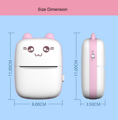 Pink Mini Inkless Portable Thermal Printer With 1 Roll Thermal Paper