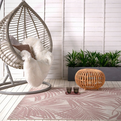 Pink Outdoor Rug, Nature-Print Stain-Resistant Rug For Patio Decks ...