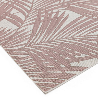 Pink Outdoor Rug, Nature-Print Stain-Resistant Rug For Patio Decks ...
