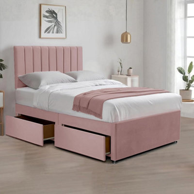 Pink Plush 3FT Single Bed with Matttress 2 Storage Drawers and 20 Inch ...