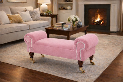 Pink Plush Chaise Lounge With Beading