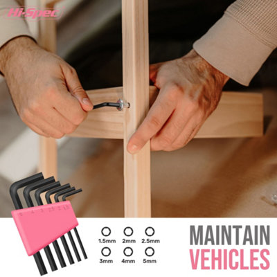 Pink Small Mini DIY Household Tools Kit Set 24 Pc With Tool Box Hi-Spec