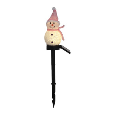 Pink Snowman Christmas Decoration Solar LED Ground Light Stake Lights ...