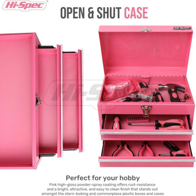 Pink Steel Tool Box (Chest & Drawers) with Stylish High-Gloss Portable ...