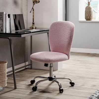 Pink Super Comfy Plush Office Chair with Wheels No Arms | DIY at B&Q
