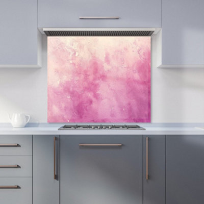 Pink Textured Effect Premium Glass Kitchen Splashback W600mm x H650mm ...