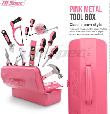 Pink Tool Box Ladies Style Steel Metal Barn Carry Case Weight Capacity ...
