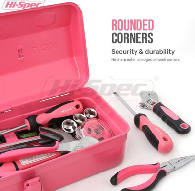 Pink Tool Box Ladies Style Steel Metal Barn Carry Case Weight Capacity ...