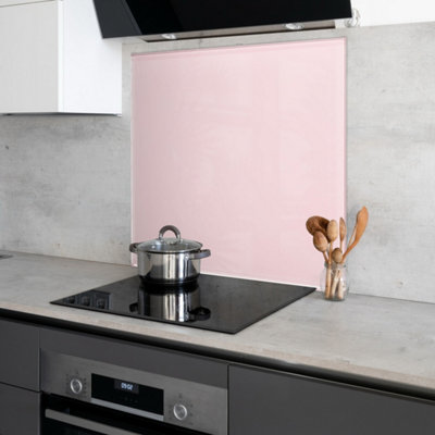 Pink Toughened Glass Kitchen Splashback - 750mm x 750mm