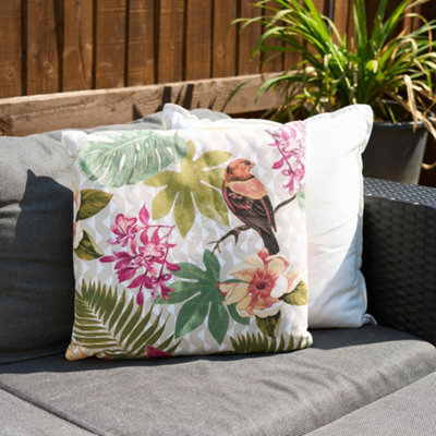Pink Tropical Birds Outdoor Garden Cushion - 42 x 42cm
