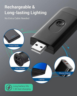 Pink USB Rechargeable Clip On LED Reading Light with 3 Brightness ...