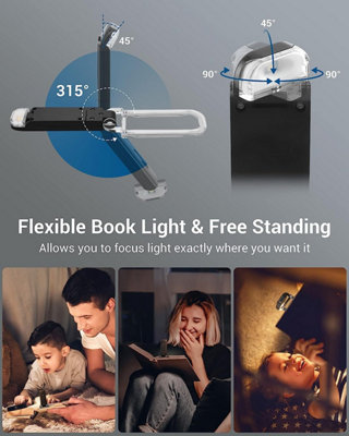 Pink USB Rechargeable Clip On LED Reading Light with 3 Brightness ...