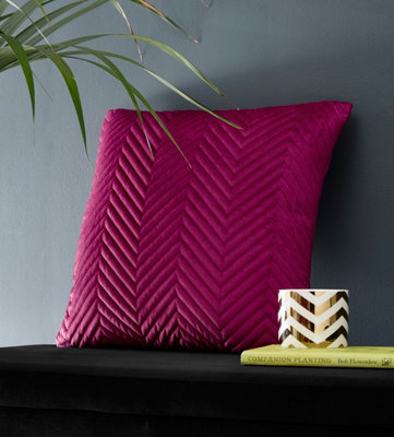 Pinsonic Velvet Berry Pink Filled Cushion 43 x 43cm