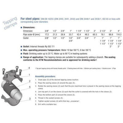 Pipe Saddle Clamp 2" x 1" With Threaded Boss Adaptor