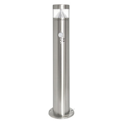 PIR LED BOLLARD GARDEN LAMP POST STAINLESS STEEL OUTDOOR PIR GROUND ...