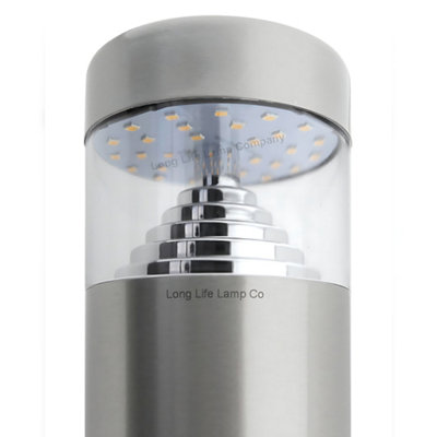 PIR LED BOLLARD GARDEN LAMP POST STAINLESS STEEL OUTDOOR PIR GROUND ...