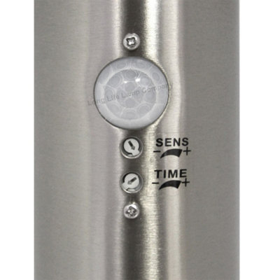 PIR LED BOLLARD GARDEN LAMP POST STAINLESS STEEL OUTDOOR PIR GROUND ...