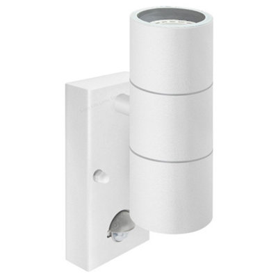 PIR MATT WHITE UP DOWN STAINLESS STEEL OUTDOOR WALL LIGHT WITH MOVEMENT ...