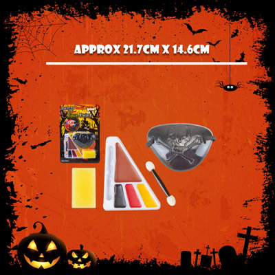 Pirate Make Up Kit Eye Patch, Sponge, Brush, Palette Set 21. 7cm ...