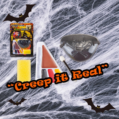 Pirate Make Up Kit Eye Patch, Sponge, Brush, Palette Set 21. 7cm ...