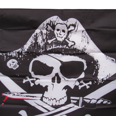 Pirate Ship Flag (Jolly Roger Skull And Crossbones Boat Large Novelty)