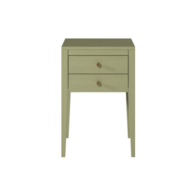 Pirenopolis Sage Green Wood Grain 2 Drawer Bedside Table