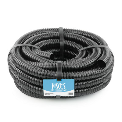 Pisces 10m Corrugated Black Pond Hose Flexible Anti Kink Flexi PVC Pipe ...