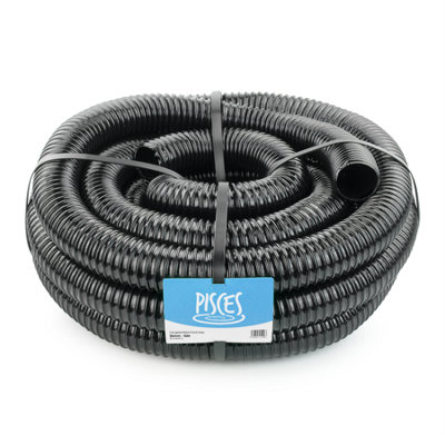 Pisces 10m Corrugated Black Pond Hose Flexible Anti Kink Flexi PVC Pipe ...