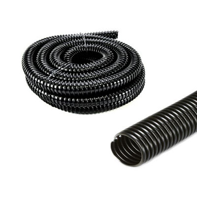 Pisces 10m Corrugated Black Pond Hose Flexible Anti Kink Flexi PVC Pipe ...
