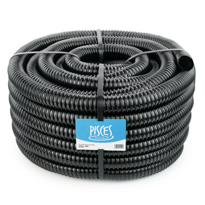 Pisces 30m Corrugated Black Pond Hose Flexible Anti Kink Flexi PVC Pipe ...