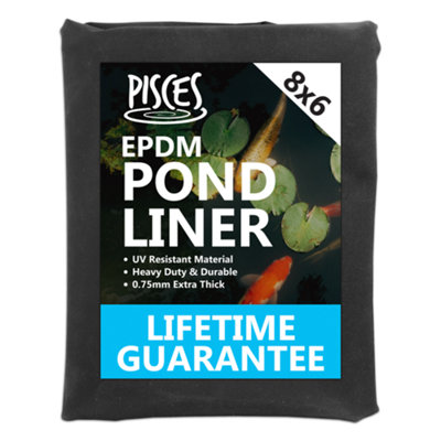 Pisces Pond Liner 8m x 6m Epalyn EPDM Rubber - 0.75mm Thick with ...