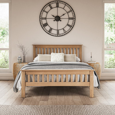 Pitlochry Solid Wooden Oak Bed Frame - Double - Shaker Style