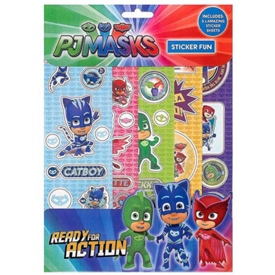 PJ Masks Fun Characters Sticker Sheet (Pack of 5) Multicoloured (One Size)