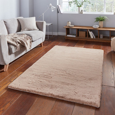 Plain Beige Shaggy Handmade Luxurious Rug For Dining Room Bedroom ...