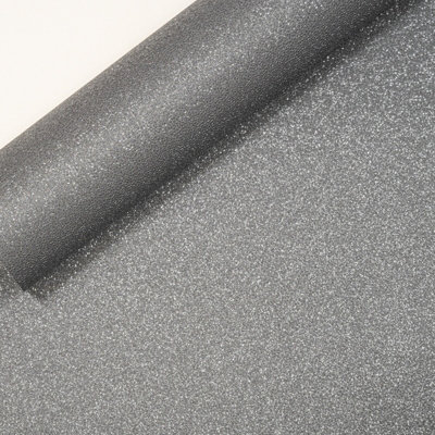Plain Black Glitter Wallpaper Textured Heavyweight Thick Vinyl Free Match