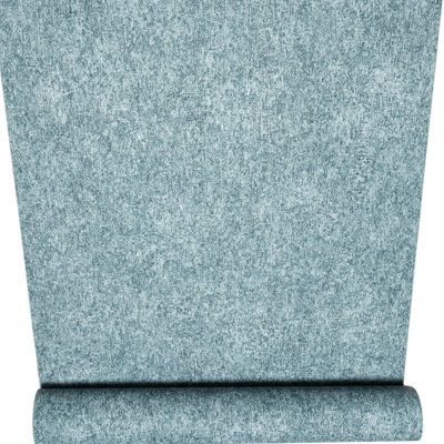 Plain Blue Textured Wallpaper Vinyl HeavyWeight Free Match Paste The Wall