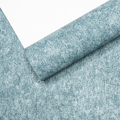 Plain Blue Textured Wallpaper Vinyl HeavyWeight Free Match Paste The Wall