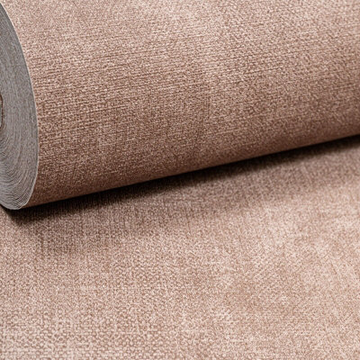 Plain Brown Textured Wallpaper Linen Suede Effect Thick Slightly ...