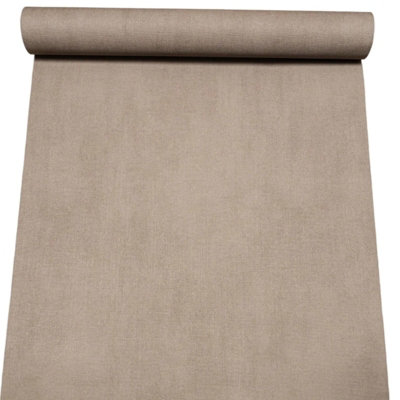 Plain Brown Wallpaper Linen Effect Free Match Paste The Wall Art ...
