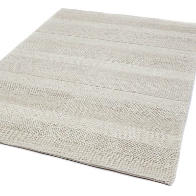 Plain Cream Stripe Handmade Luxurious Modern Easy to Clean Rug For ...
