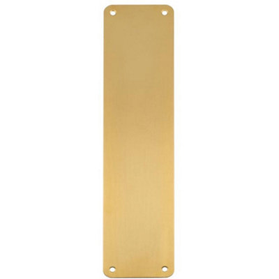 Plain Door Finger Plate 350 x 75mm - Satin Brass Steel Push Plate