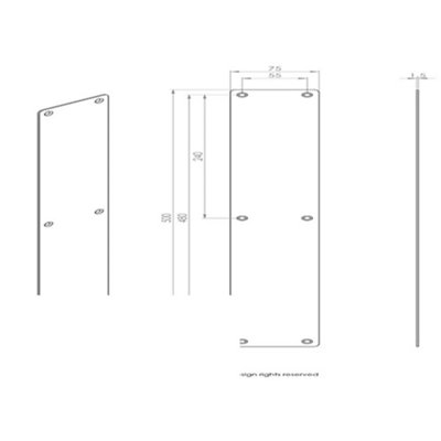 Plain Door Finger Plate 500 x 75mm Bright Stainless Steel Push Plate